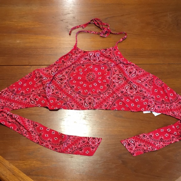 Tops | Bandana Red Halter Top | Poshmark